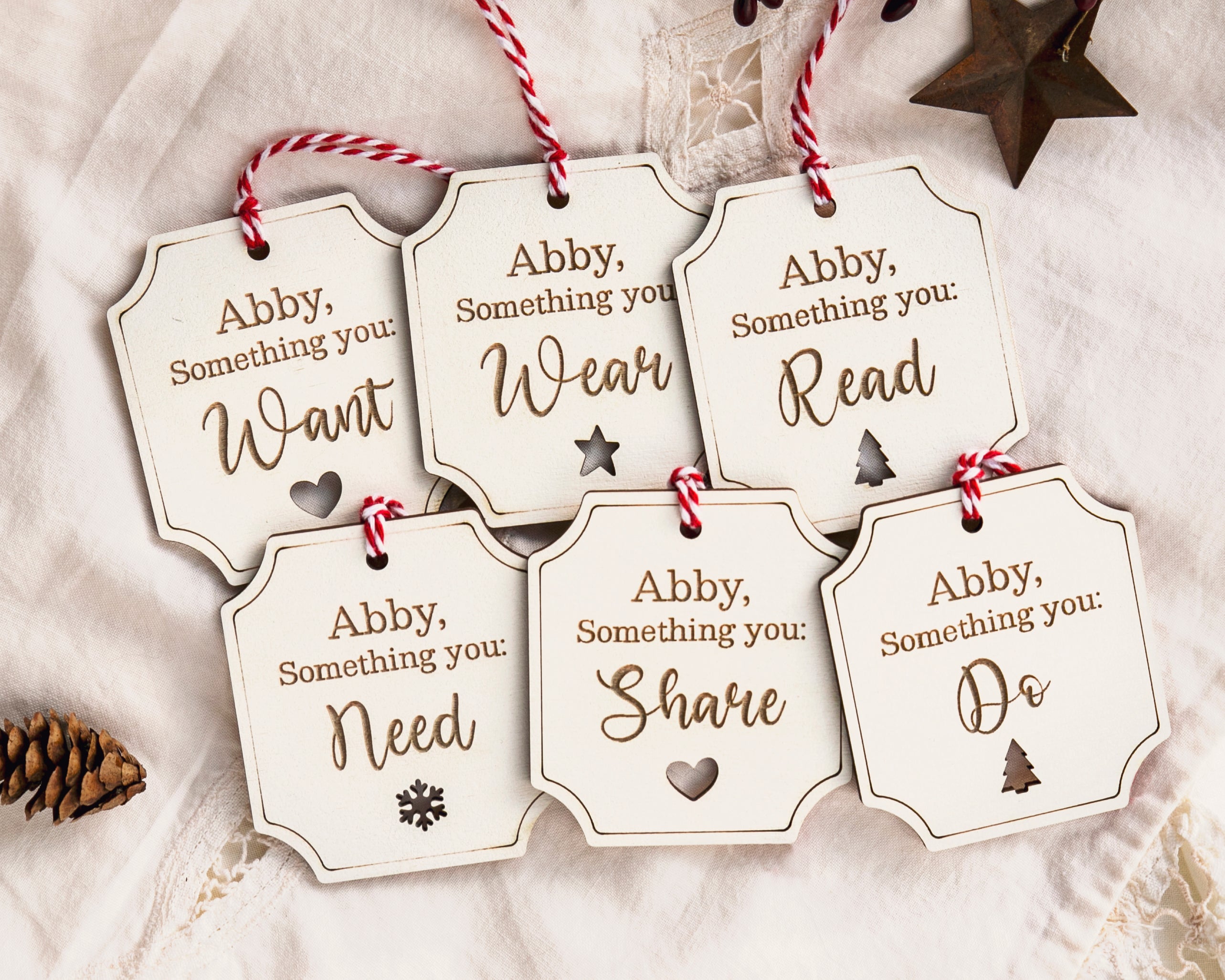 Want Wear Need Read Personalized Gift Tags for Gifts – Little Red Hen Goods