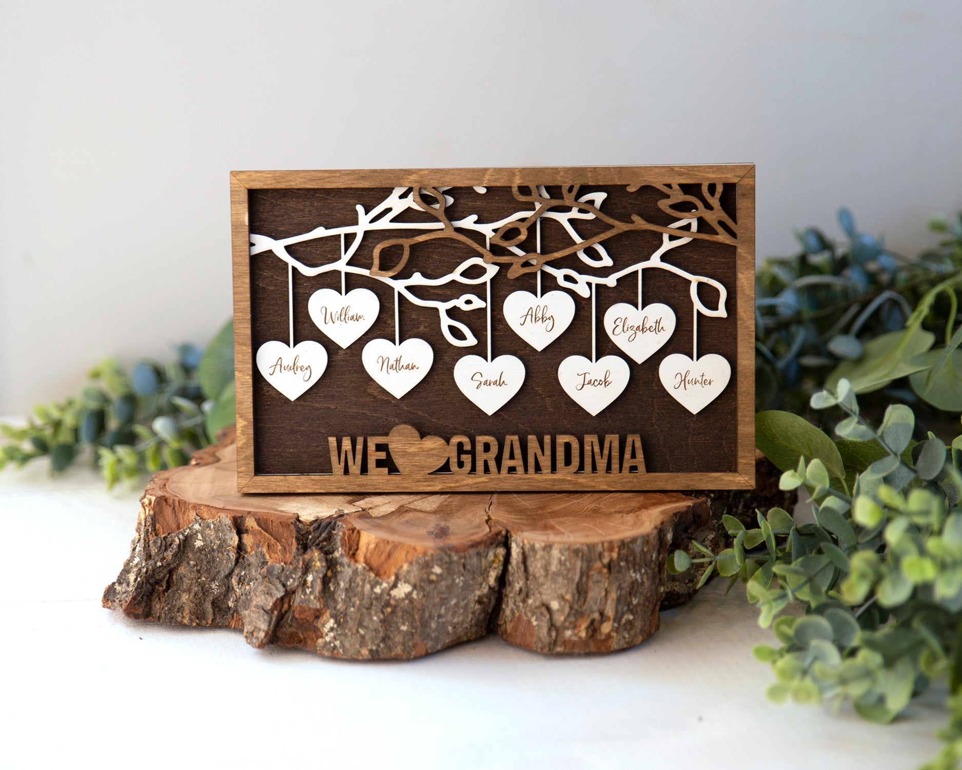 Family Tree with Hanging Hearts – Little Red Hen Goods