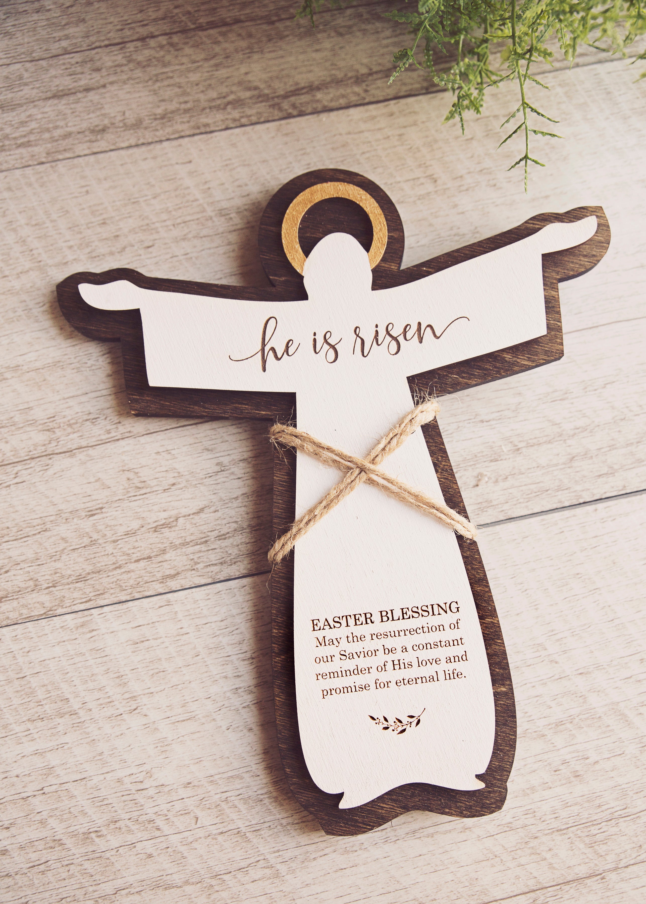 Easter Holiday Wood Cross Decoration / Christian He is Risen Jesus Ble ...